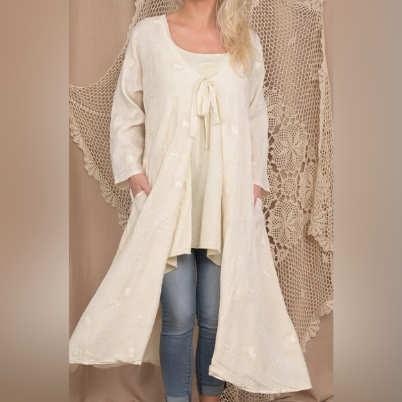 Paper Lace | Jackets & Coats | Sheer Lined Embroidered Duster | Poshmark